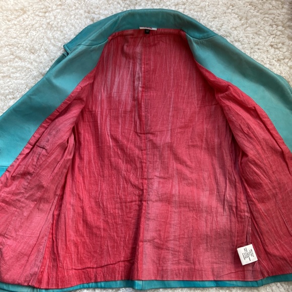 Guru | Jackets & Coats | Guru Turquoise Leather Jacket | Poshmark